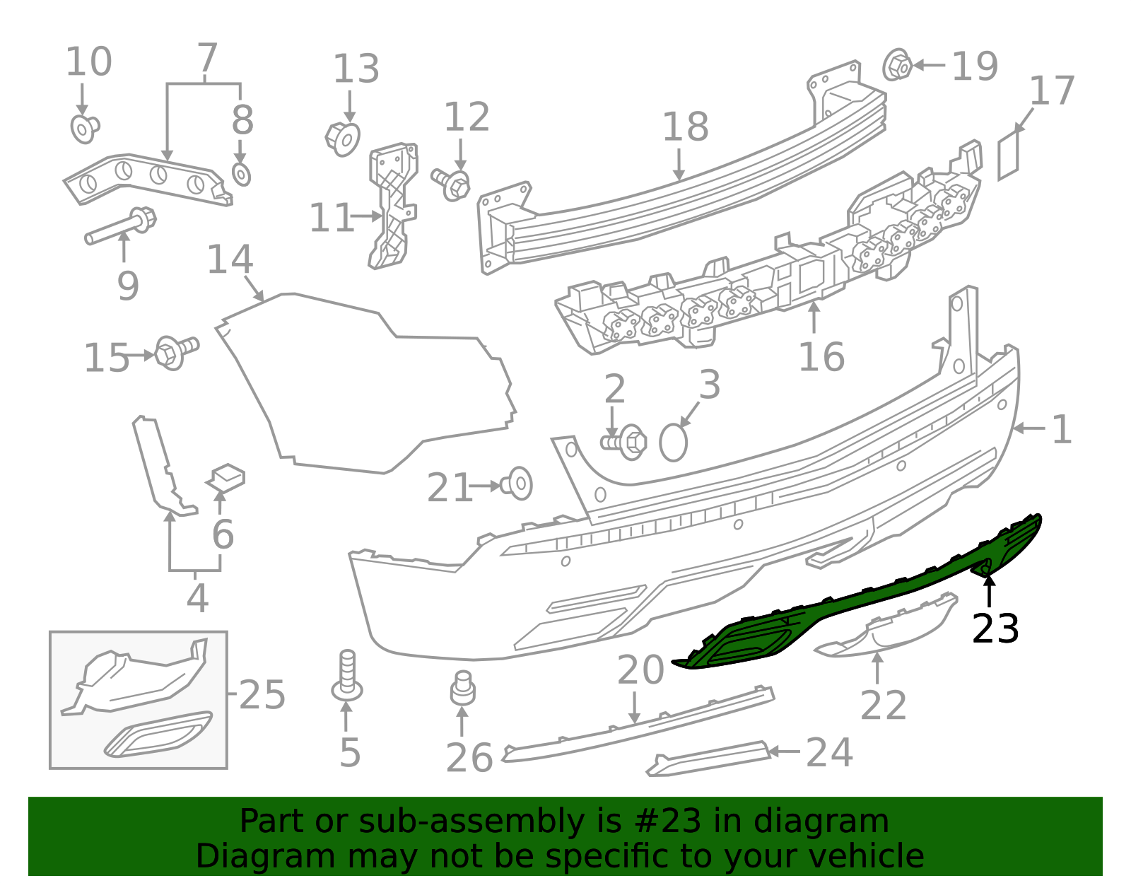 84227248 - 2020-2024 Cadillac XT5 - Black Rear Bumper Valance Panel ...