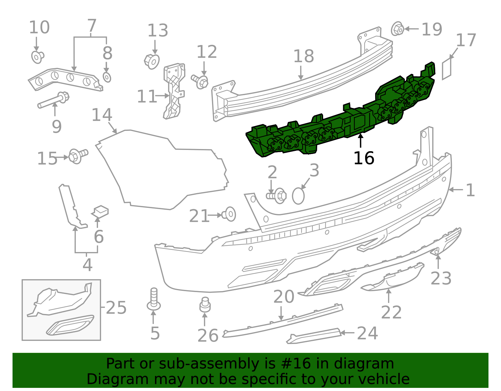 2020-2025 Cadillac XT5 Rear Bumper Fascia Energy Absorber 84903084 ...