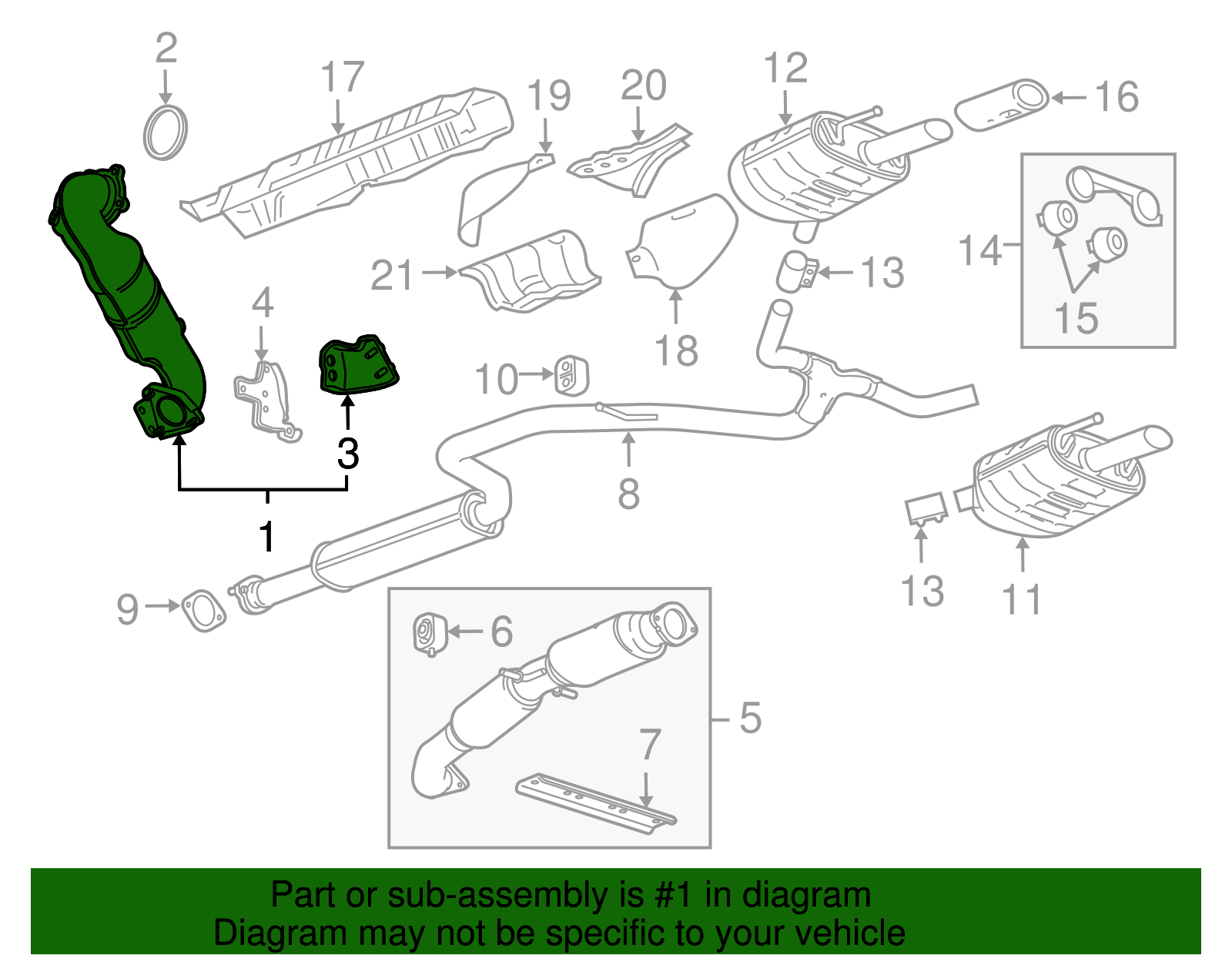 2011-2013 Buick Regal 3-Way Catalytic Converter with Bracket, Gasket ...