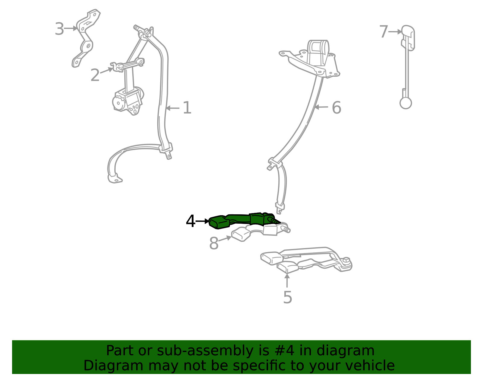 73580-0C050-B0 - Seat Belt Receptacle (Rear) - 2008-2017 Toyota Sequoia ...