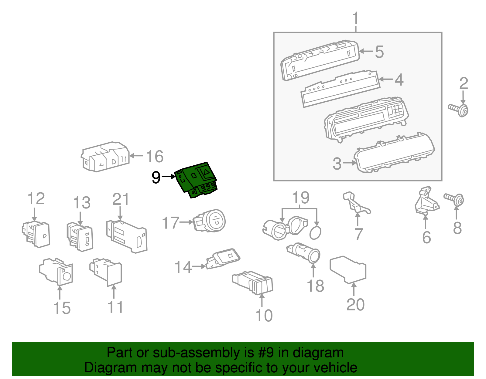 Genuine Toyota Hazard Switch part# 84330-47070 for 2012-2016 Toyota ...