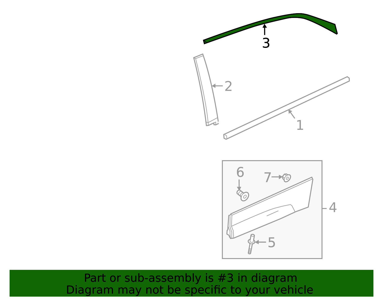 2019-2025 Cadillac XT4 Rear Driver Side Door Window Upper Reveal ...