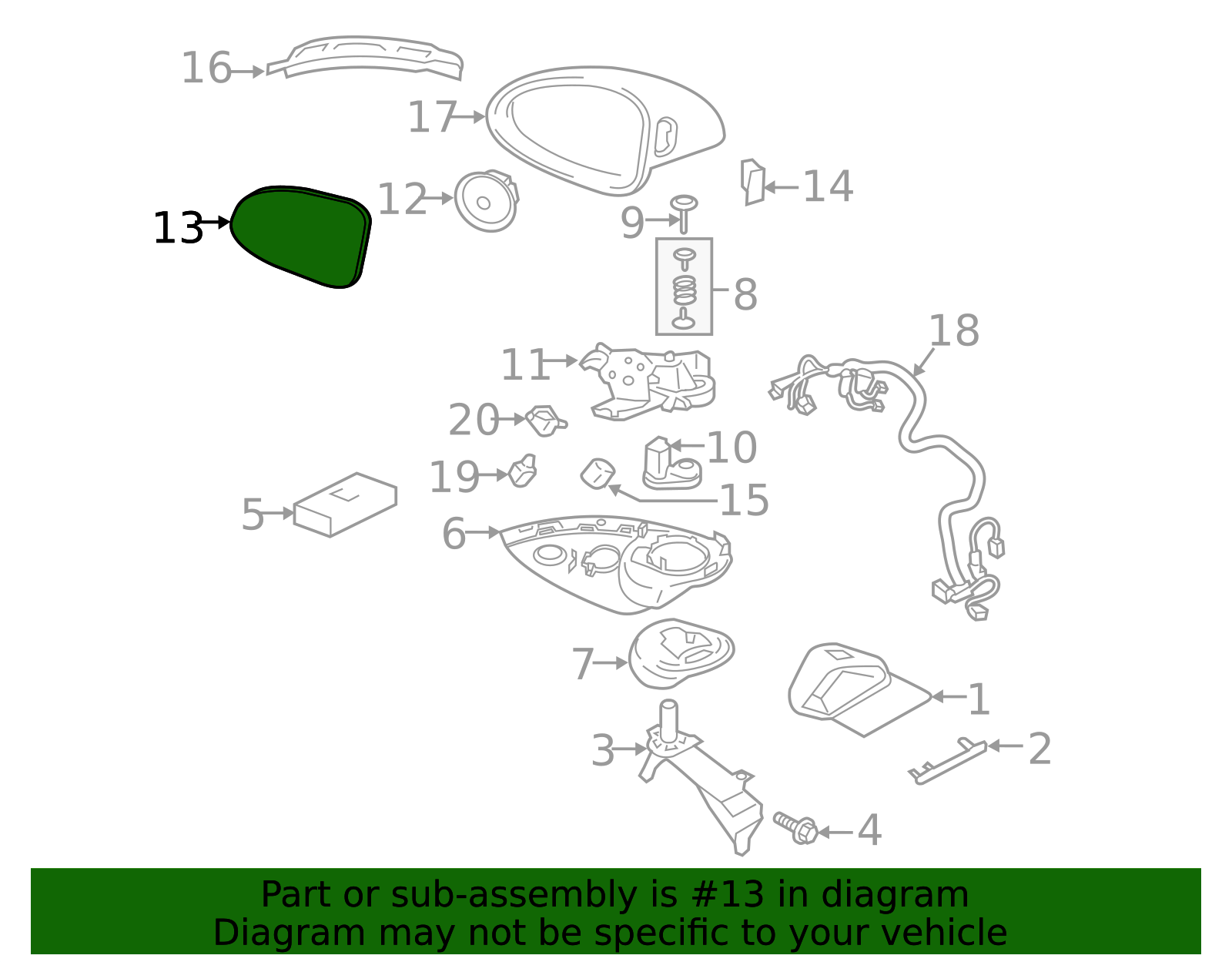 2019-2021 Porsche Macan Mirror Glass 95B-857-521-Q | Sunset Porsche Parts
