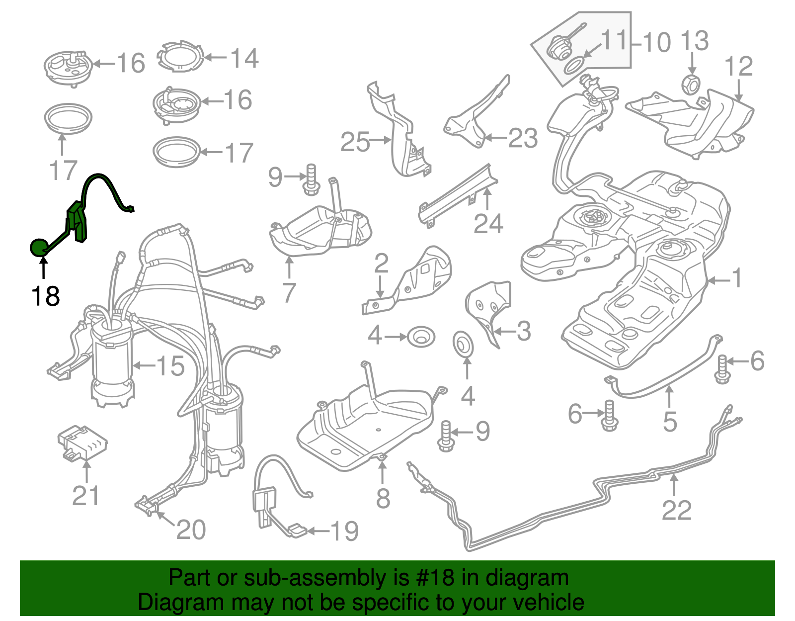2011-2017 Volkswagen Touareg Fuel Gauge Sending Unit 7P0-919-673-K ...