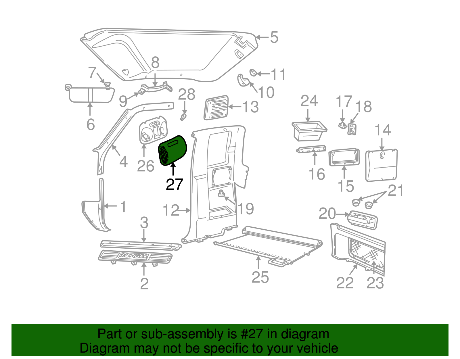 1993-2003 Ford Ranger Map Lamp Lens F67Z-13783-AA | TascaParts.com