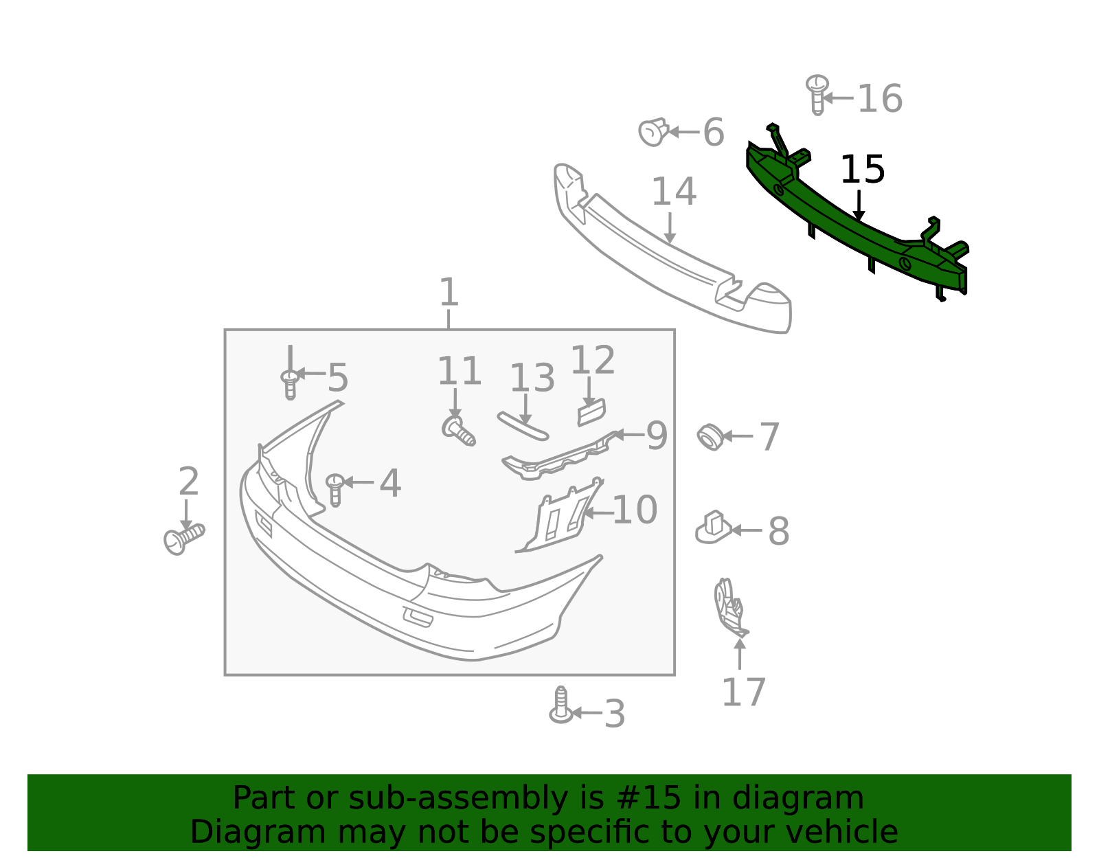 86630-FD010 - Bumper Cover Reinforcement Beam 2003-2005 Kia Rio | Kia ...