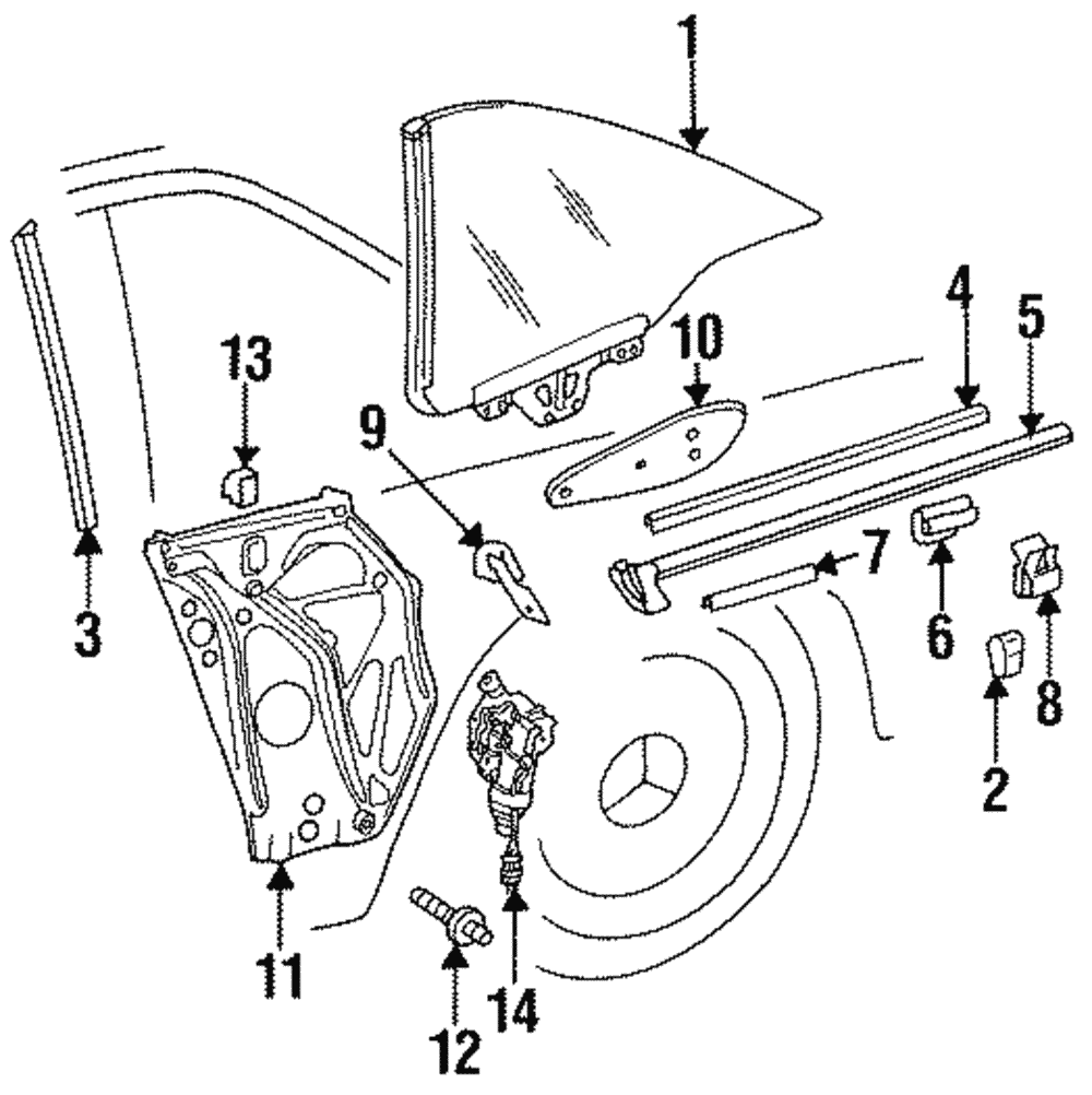 124-670-13-38 - Belt Weather-Strip 1993-1995 Mercedes-Benz | Mercedes ...