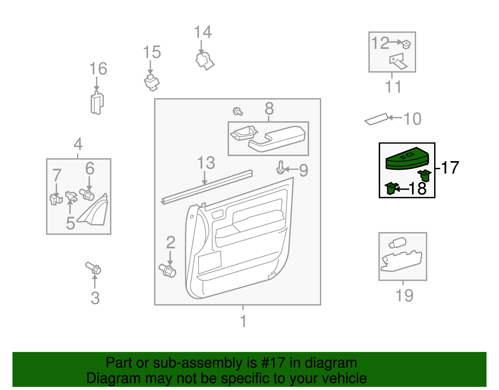 2007-2009 Toyota Door Window Switch Bezel (Left, Front, Upper) 74232 ...