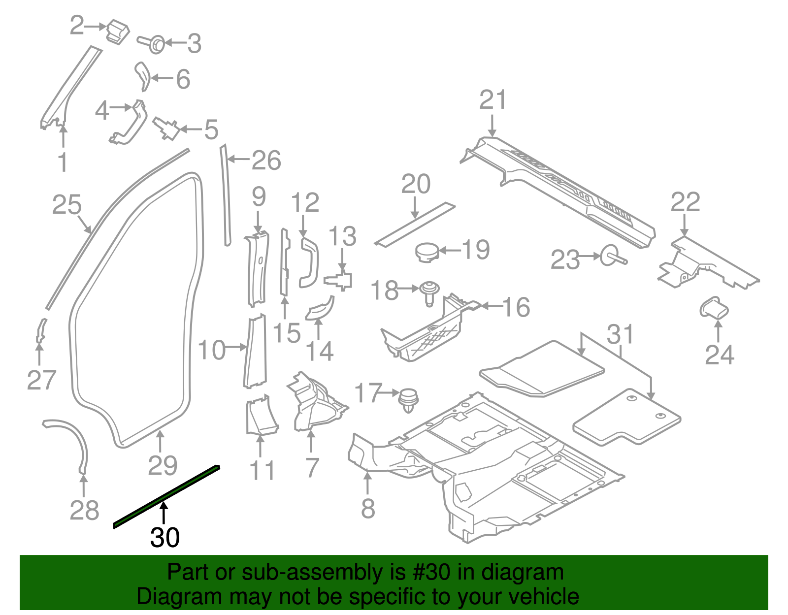 2015-2016 Ford Lower Seal - Passenger Side (RH) BK3Z-61842K02-A ...