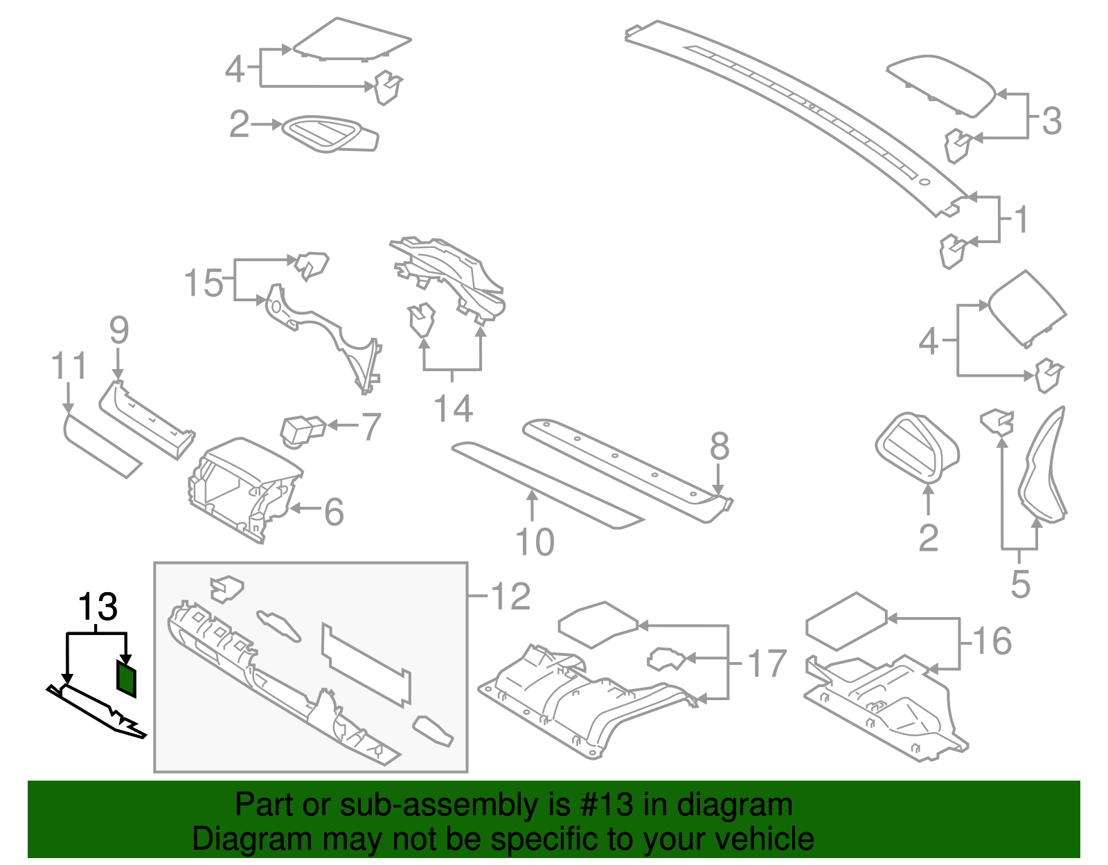 2015-2019 Subaru Fuse Box Door 66135AJ02AVH | Subaru Parts Store