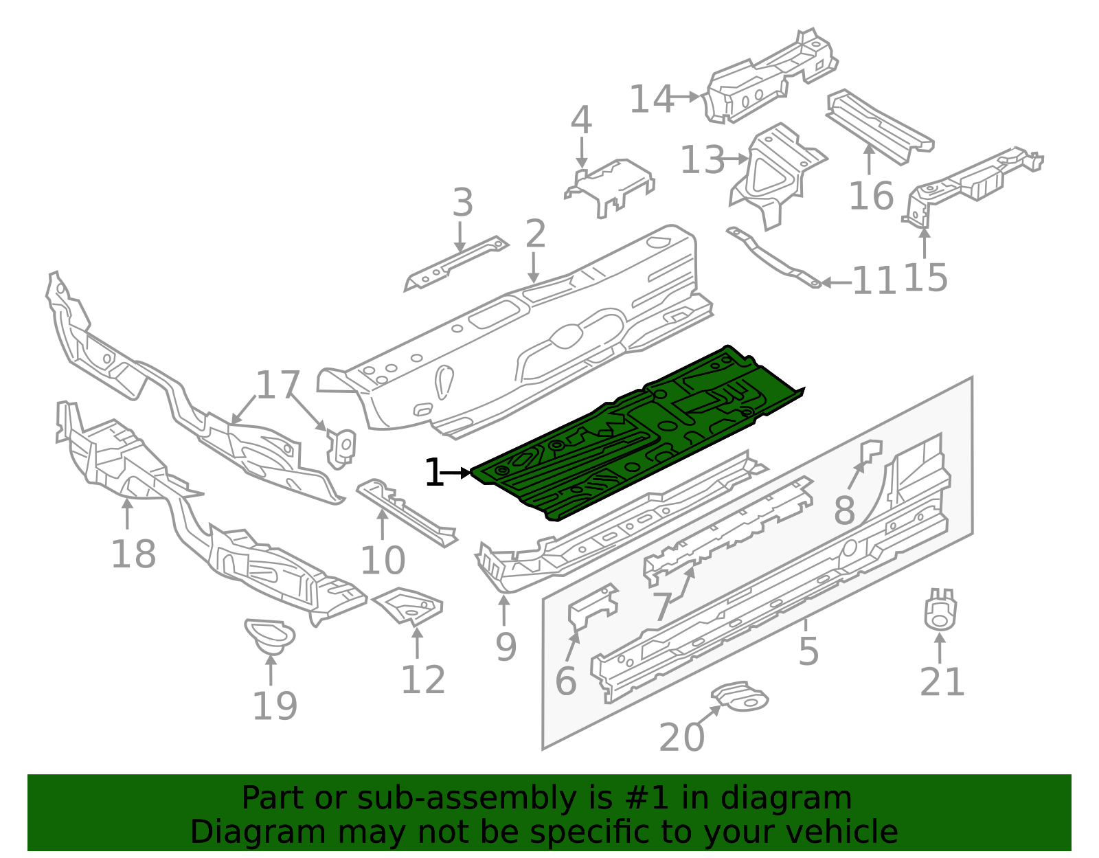 Audi Floor Pan - OEM Cabin Base Panel - Part #5Q0-803-206-A ...
