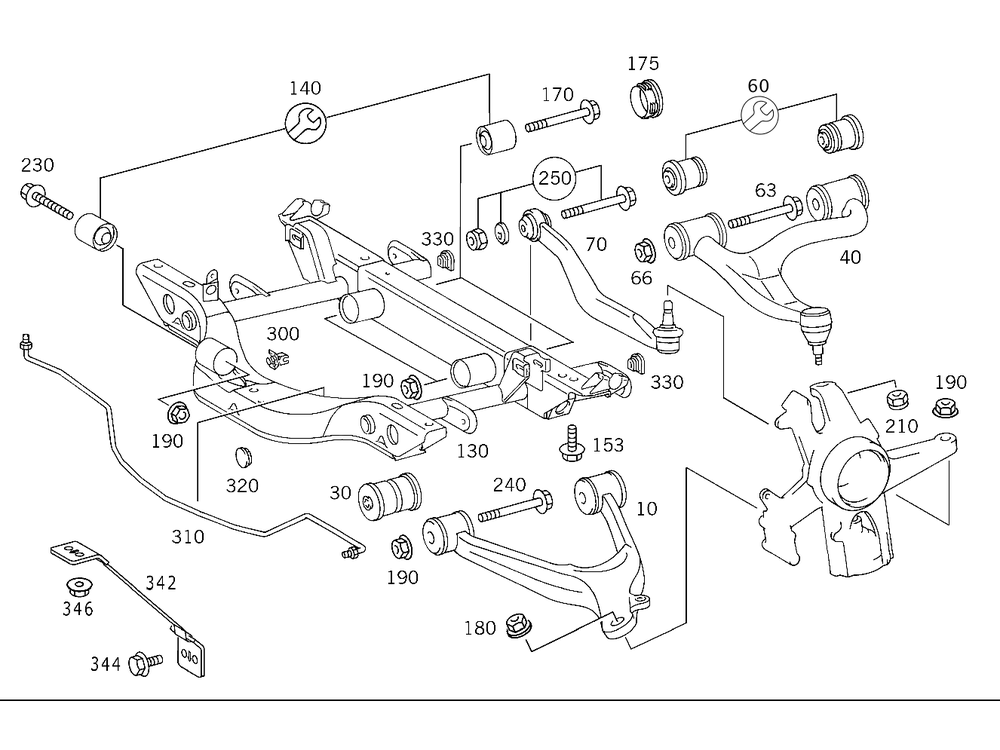 1998-2003 Mercedes-Benz Transverse Control Arm 163-352-05-01 | MB OEM Parts