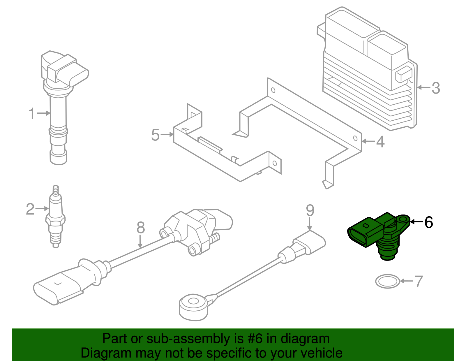 2005-2014 Volkswagen Camshaft Position Sensor 07K-907-601-A | vwpartscenter