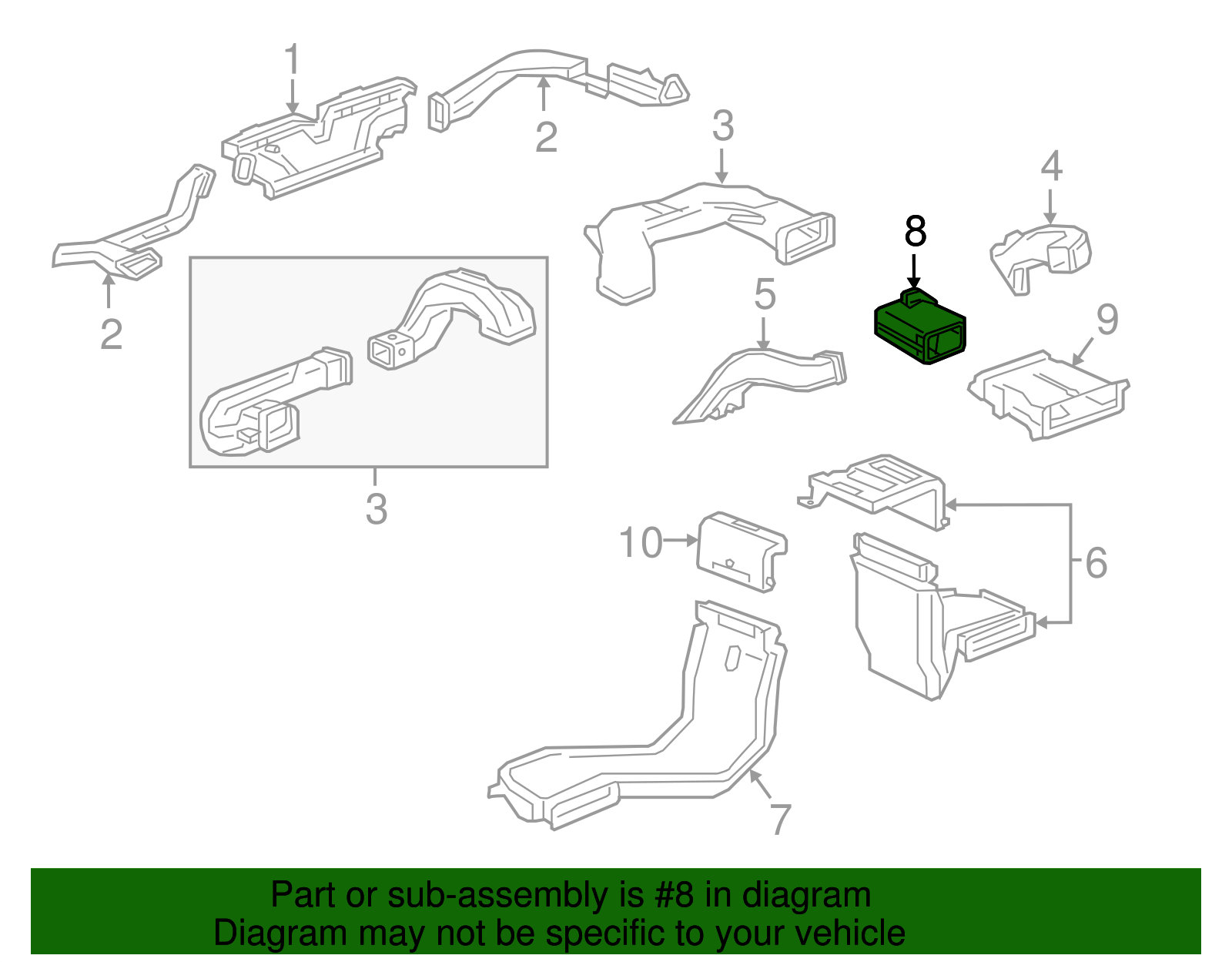 2016-2020 Cadillac CT6 Front Floor Console Rear Air Duct 22885733 ...
