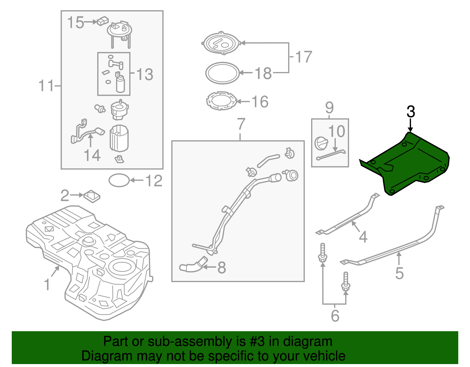 Hyundai - 31220-4Z000 - Tank Shield - 2013-2018 Hyundai Santa Fe Sport ...