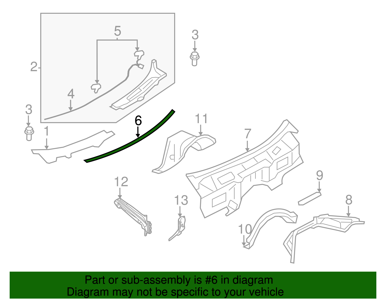 2009-2024 Nissan GT-R Seal To Cowl 66834-JF00A | Nissan RVA