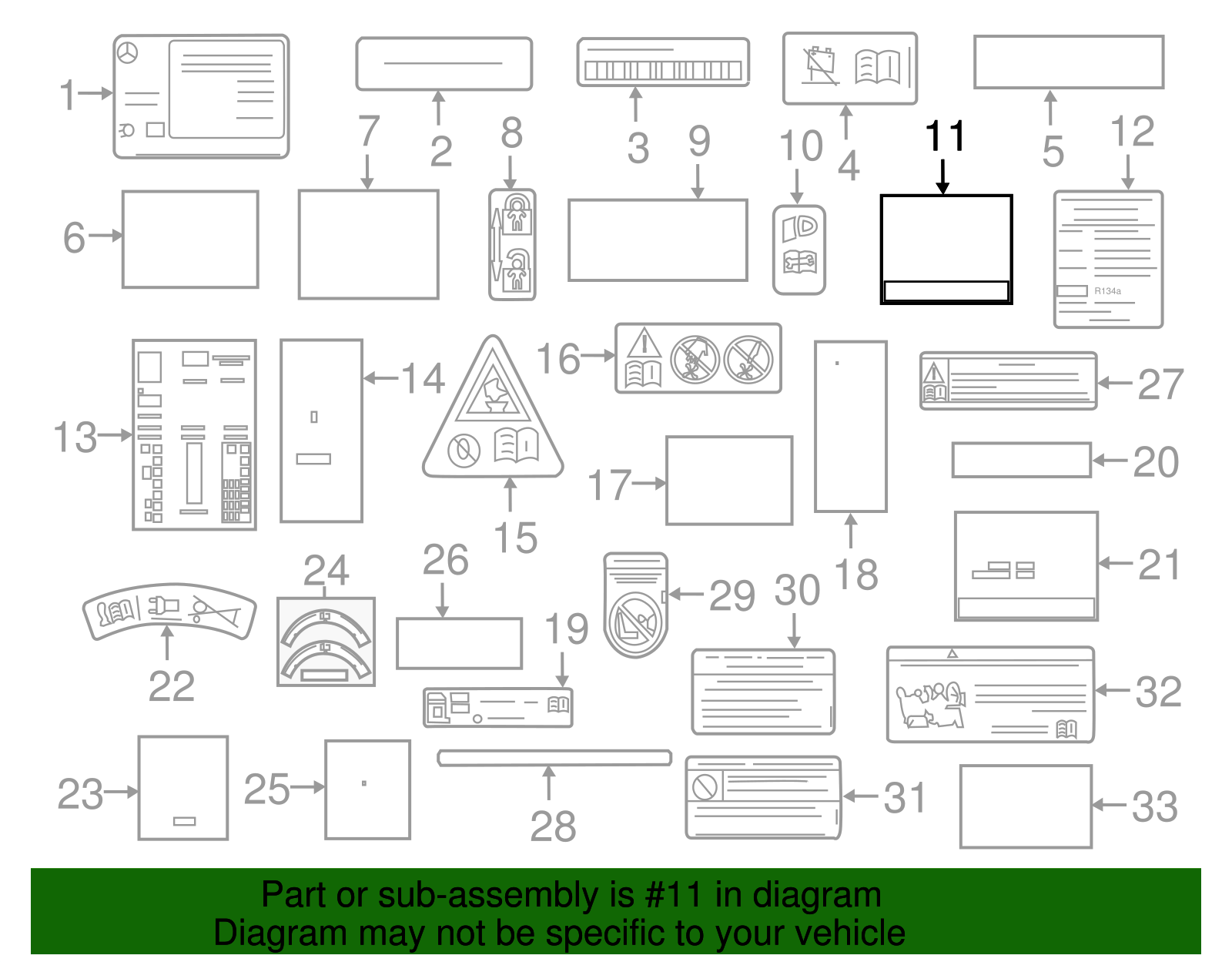 292-584-62-00 - Mercedes-Benz Info Label 2016 Mercedes-Benz GLE 450 AMG ...