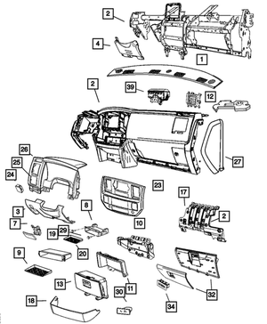 5JU27ZJ8AA - Instrument Panel Cover 2006-2009 Dodge | Mopar Wholesale Store