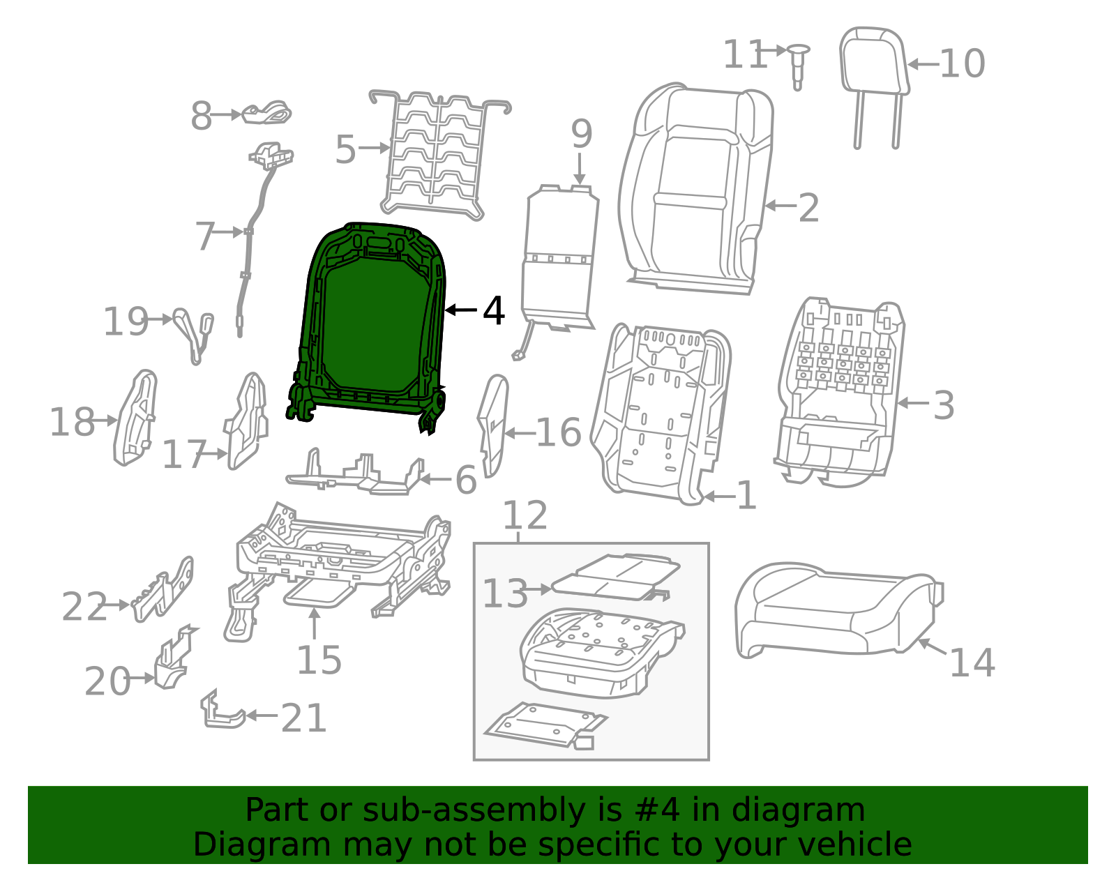 2018-2025 Jeep Wrangler Front Seat Back Frame 68276611AK | Mopar Parts ...