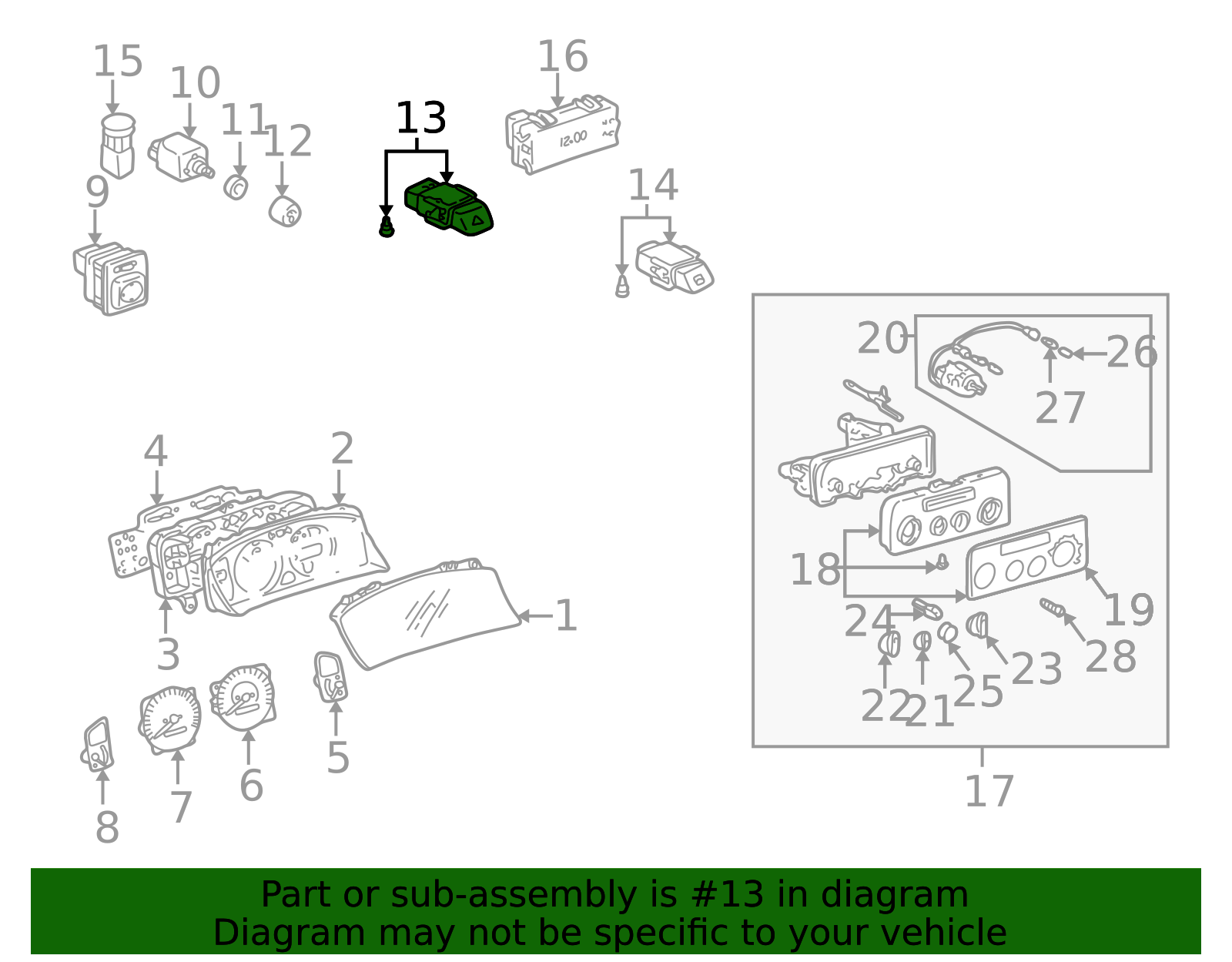 1998-2002 Toyota Corolla Hazard Switch 84332-02050-B0 | MotorMotor