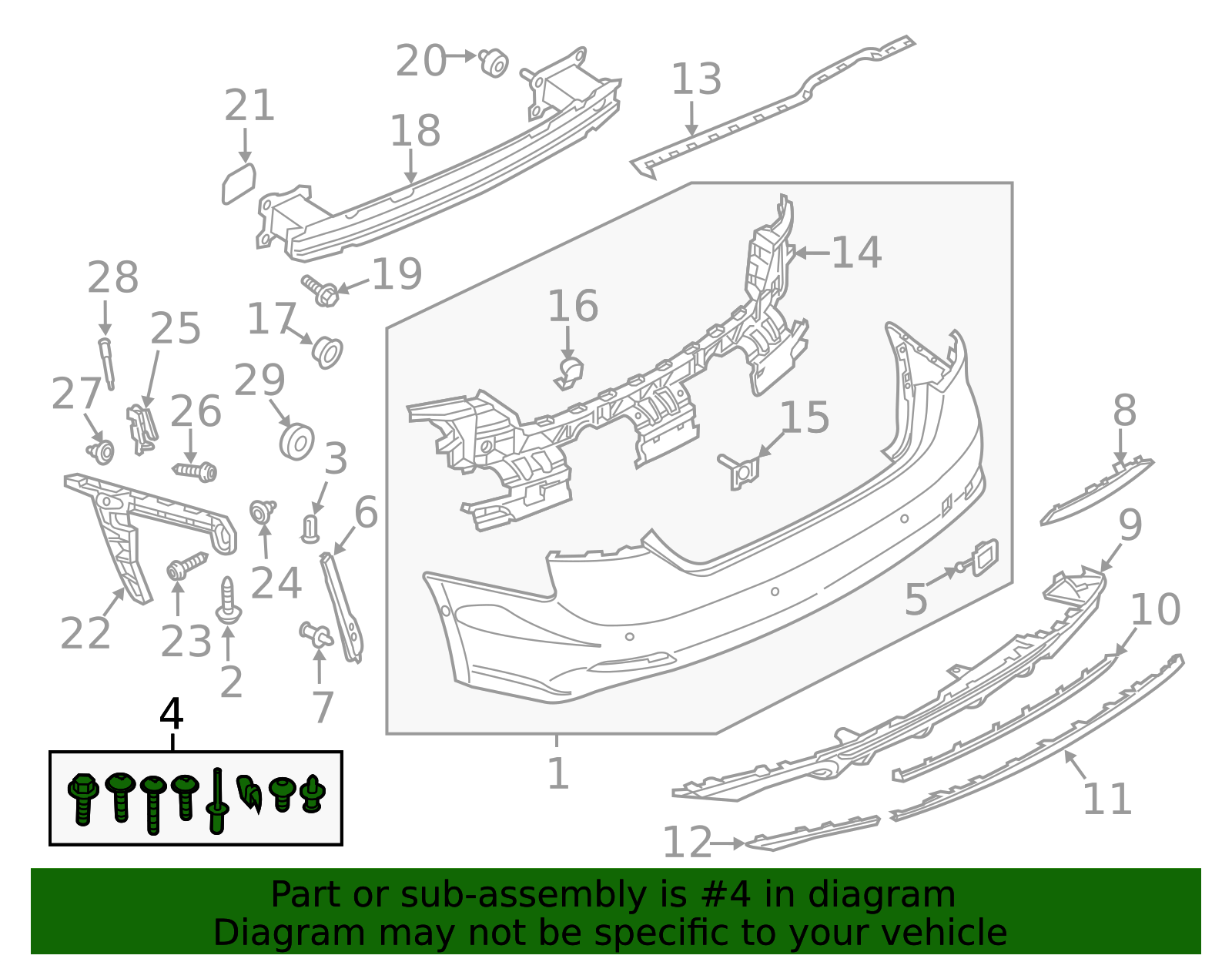 2018-2019 Audi Bumper Cover Hardware Kit V04-017-001-BD | Audi OEM ...