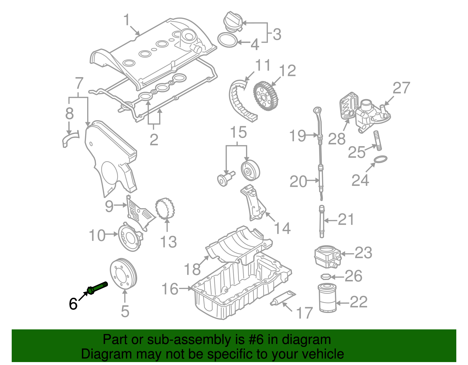 1998-2015 Volkswagen Vibration Damper Bolt WHT-005-322 | vwpartscenter