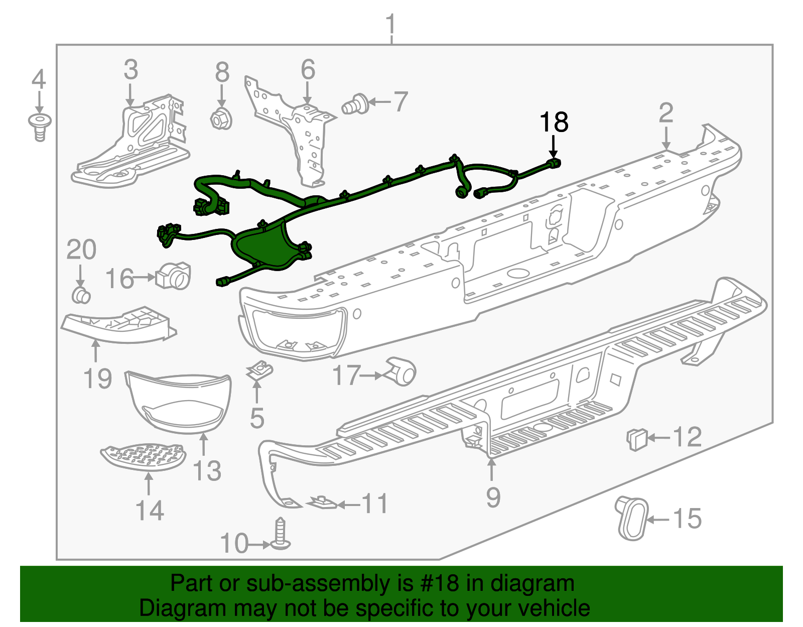 2016-2019 GM Rear Object Alarm Sensor Wiring Harness 23406460 | Capital ...