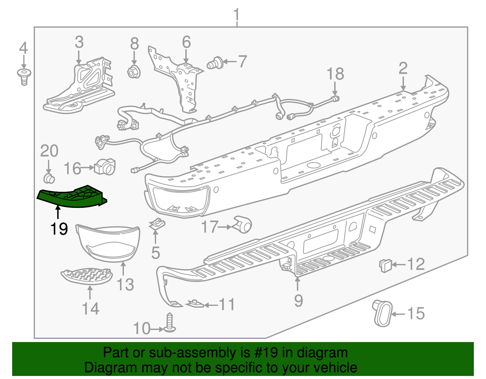 2015-2019 GM Passenger Side Rear Bumper Fascia Outer Support 23112266 ...