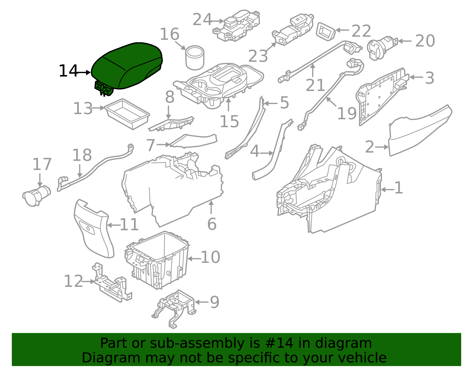 Hyundai Center Console Armrest - Padded Lid Assembly - Part #84660 ...