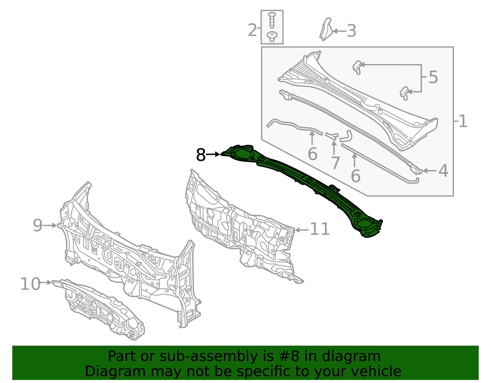 2018-2020 Hyundai Elantra GT Cowl Panel 66700-G3000 | MotorMotor