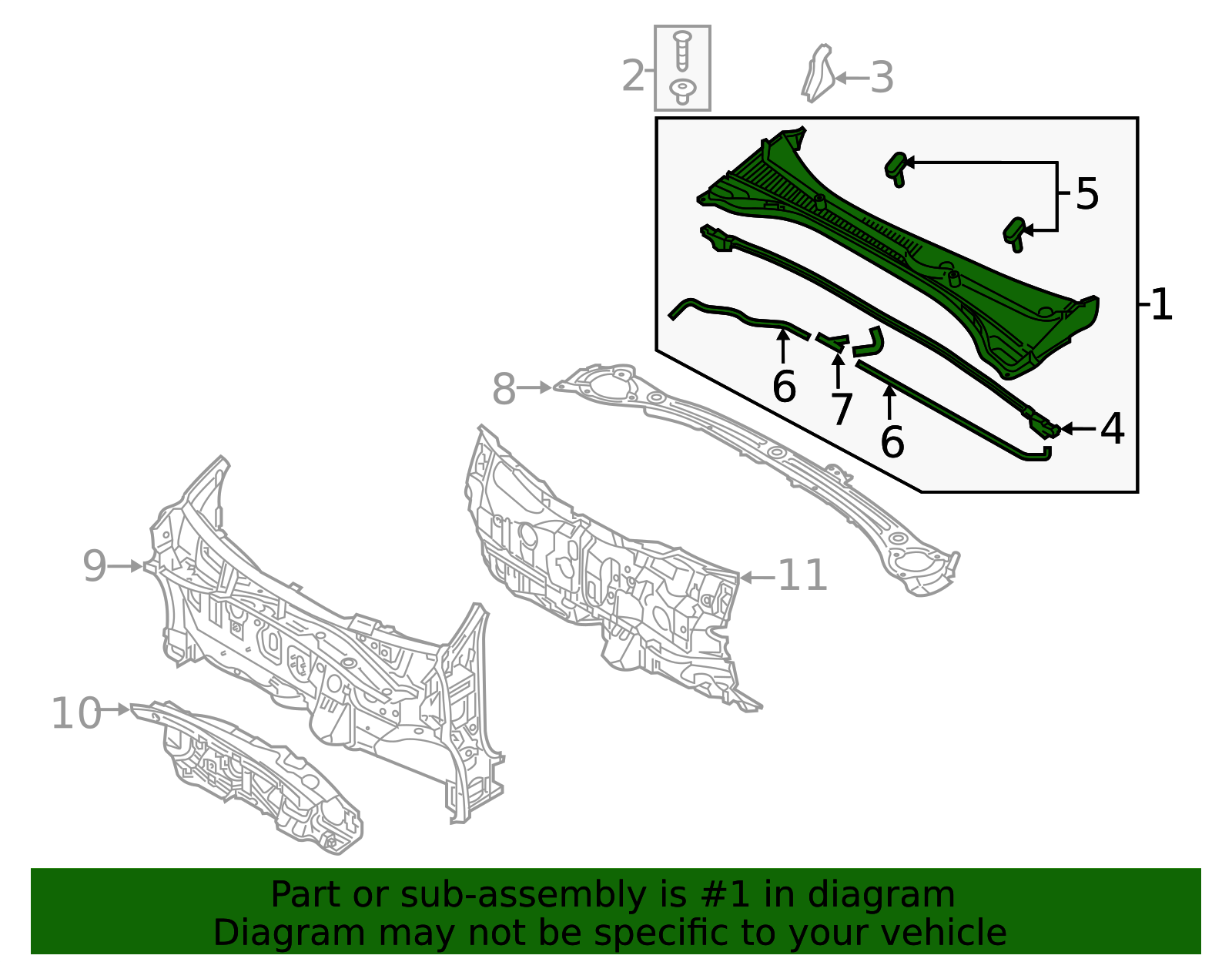 2018-2020 Hyundai Elantra GT Cowl Grille 86150-G3000 | World OEM Parts ...