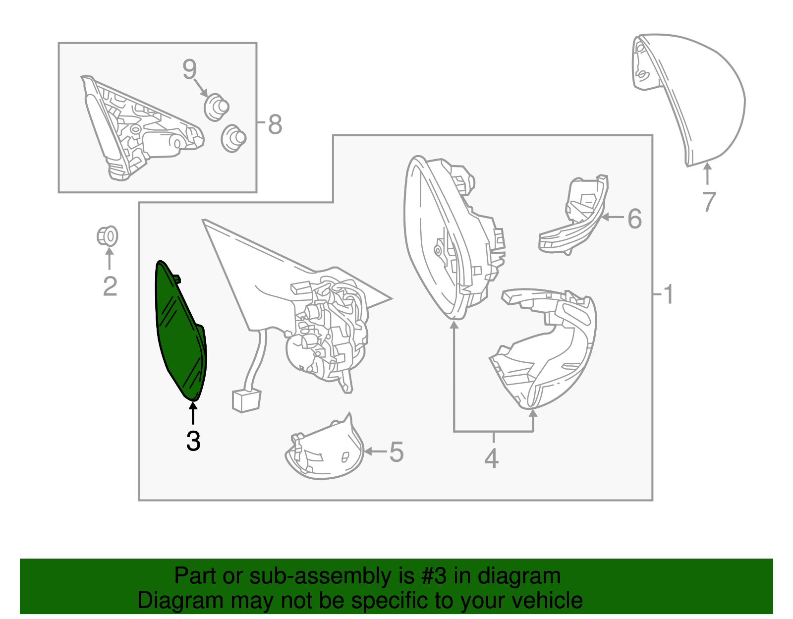 76203-TVA-A21 - 2018-2022 Honda Accord - Mirror Sub-Assembly R (R1000 ...