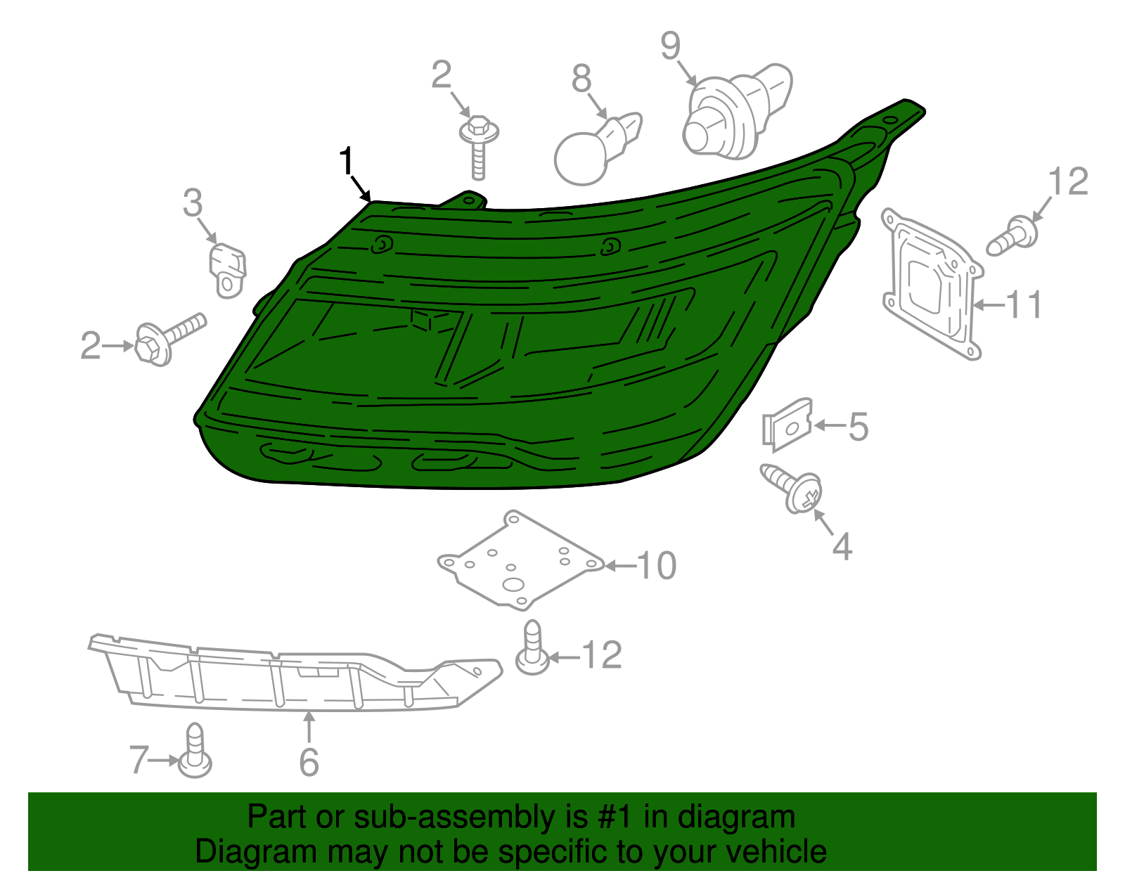 2018-2019 Ford | Headlamp Housing | JB5Z-13008-V | Walls' Ford Parts
