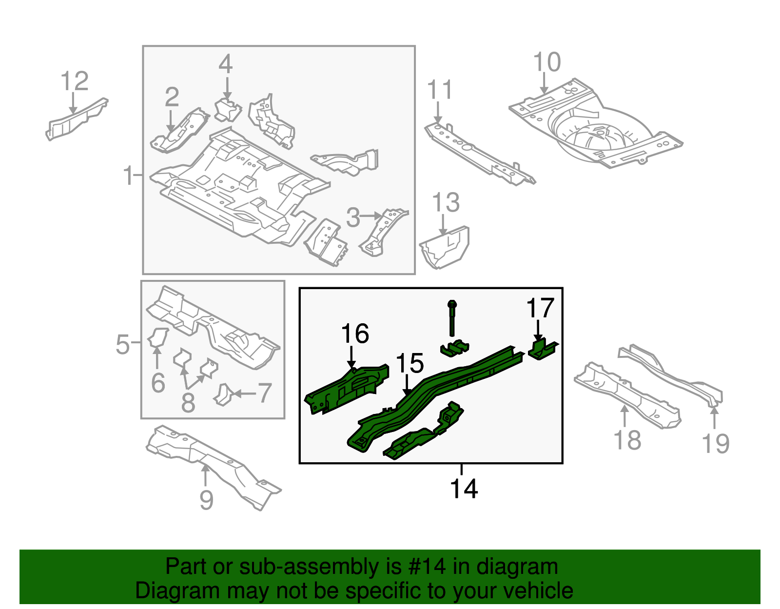 GP9A-53-810F - Rear Rail Assembly - 2006-2007 Mazda 6 | Mazda OEM Parts ...
