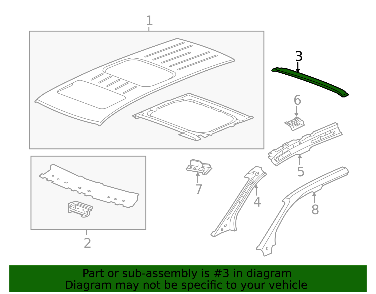 2008-2017 GM Roof Panel Bow with Nuts 15271183 GM | GMPartsDirect.com