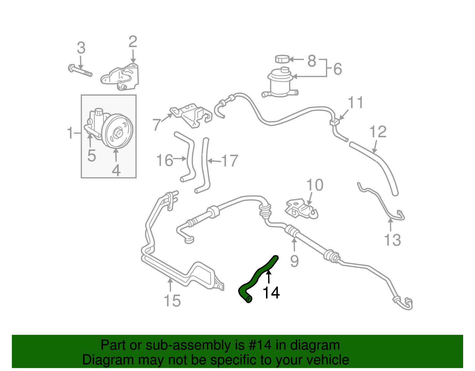 57531-25500 - Power Steering Reservoir Hose - 2000-2005 Hyundai Accent ...