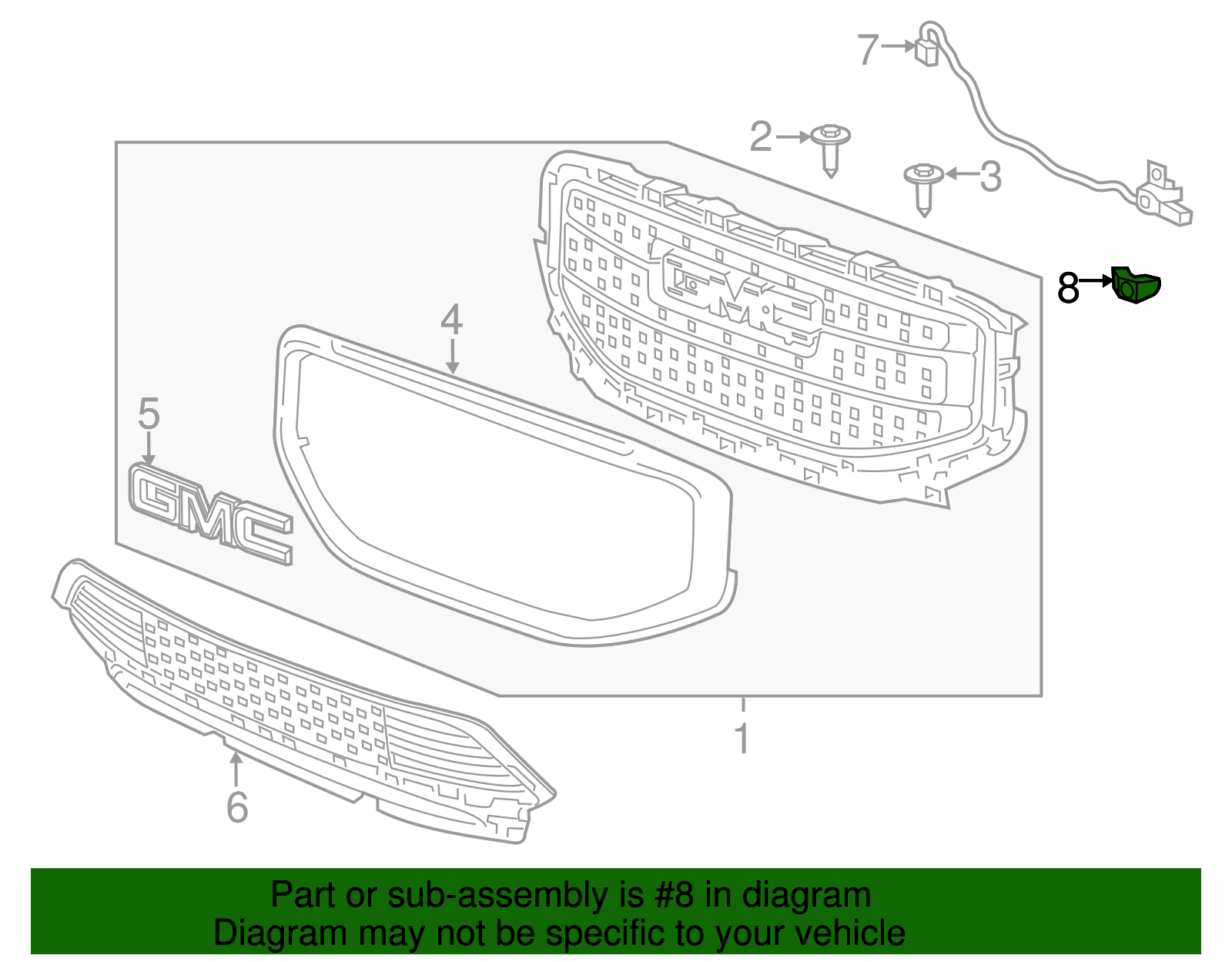 23273166 - 2017-2019 GMC Acadia - Black Front Park Assist Camera Bezel ...