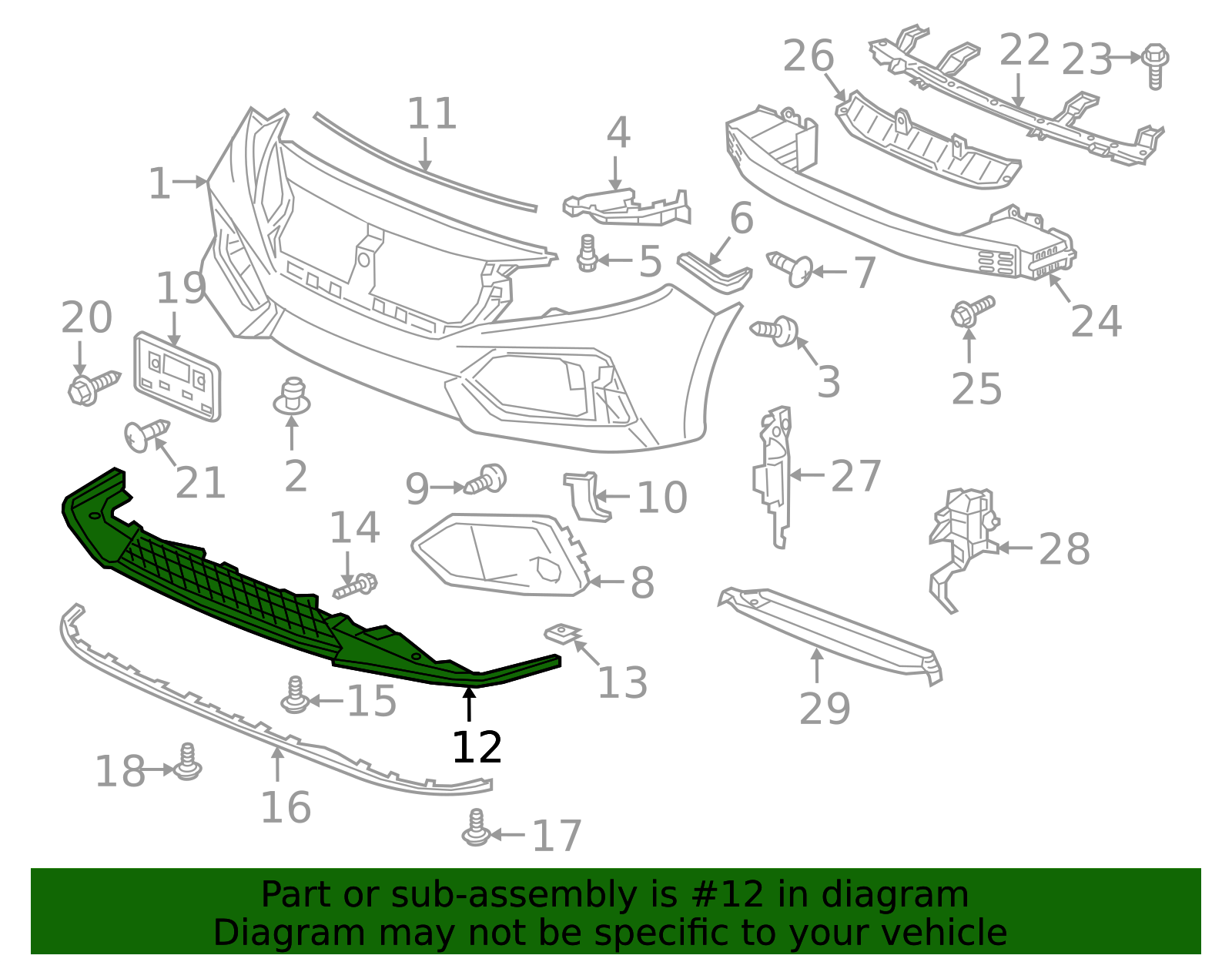 2017-2020 Honda Civic Lower Grille 71102-TBF-A00 | Honda Factory Parts