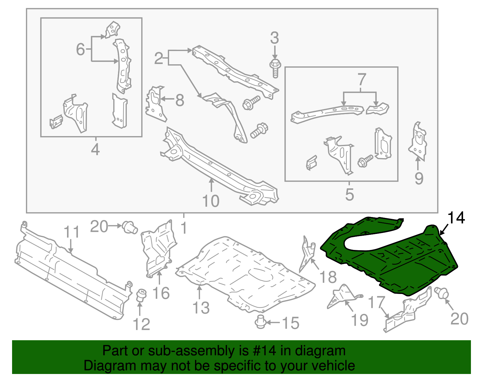 2013-2020 Toyota Radiator Support Splash Shield SU003-01383 | Toyota ...