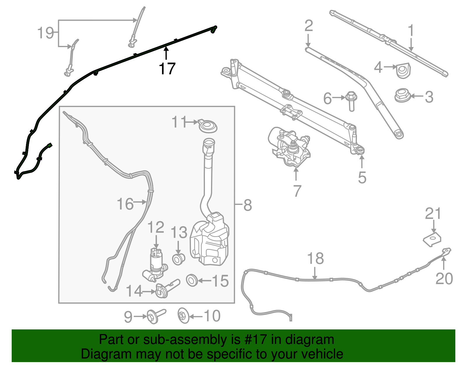 2016-2019 Ford | Motorcraft™ Windshield Washer Hose | WWT-3 | Walls ...
