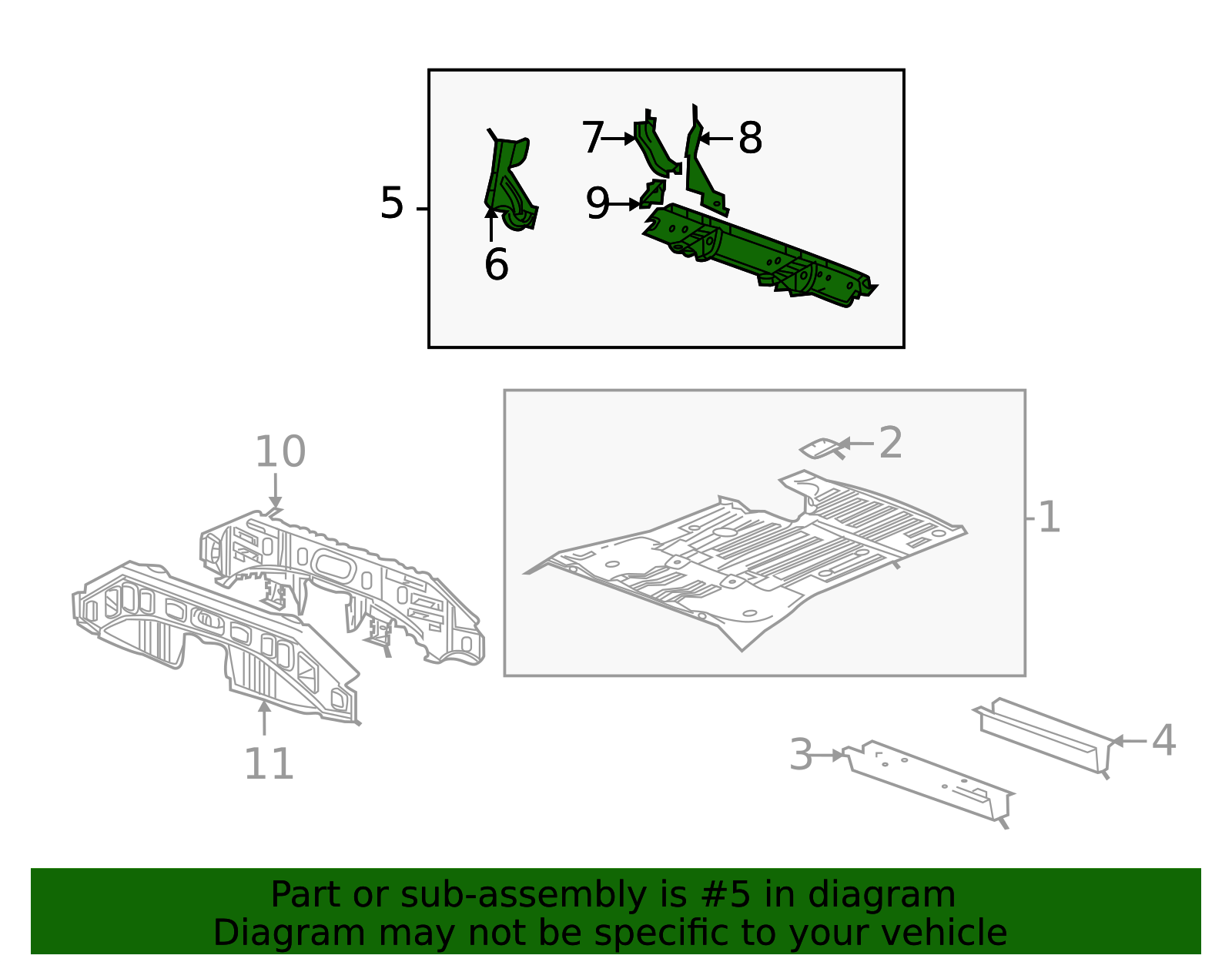 2019-2025 Cadillac XT4 Passenger Side Floor Panel Number 5 Cross Bar ...