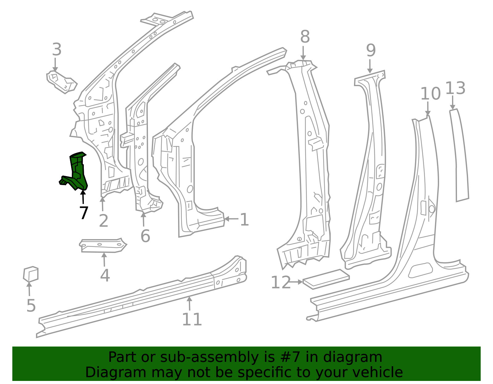 2015-2018 Toyota Yaris Hinge Pillar Reinforced Gusset 61117-0D070 | Bam ...