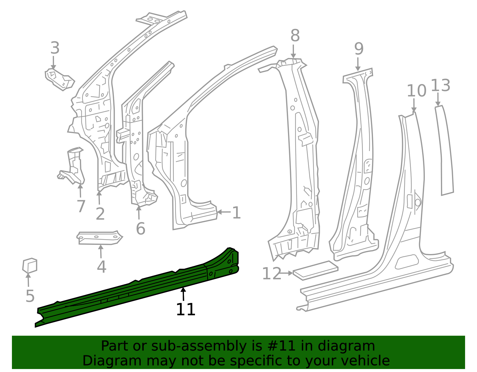 2012-2018 Toyota Yaris Inner Rocker 61403-52200 | MotorMotor