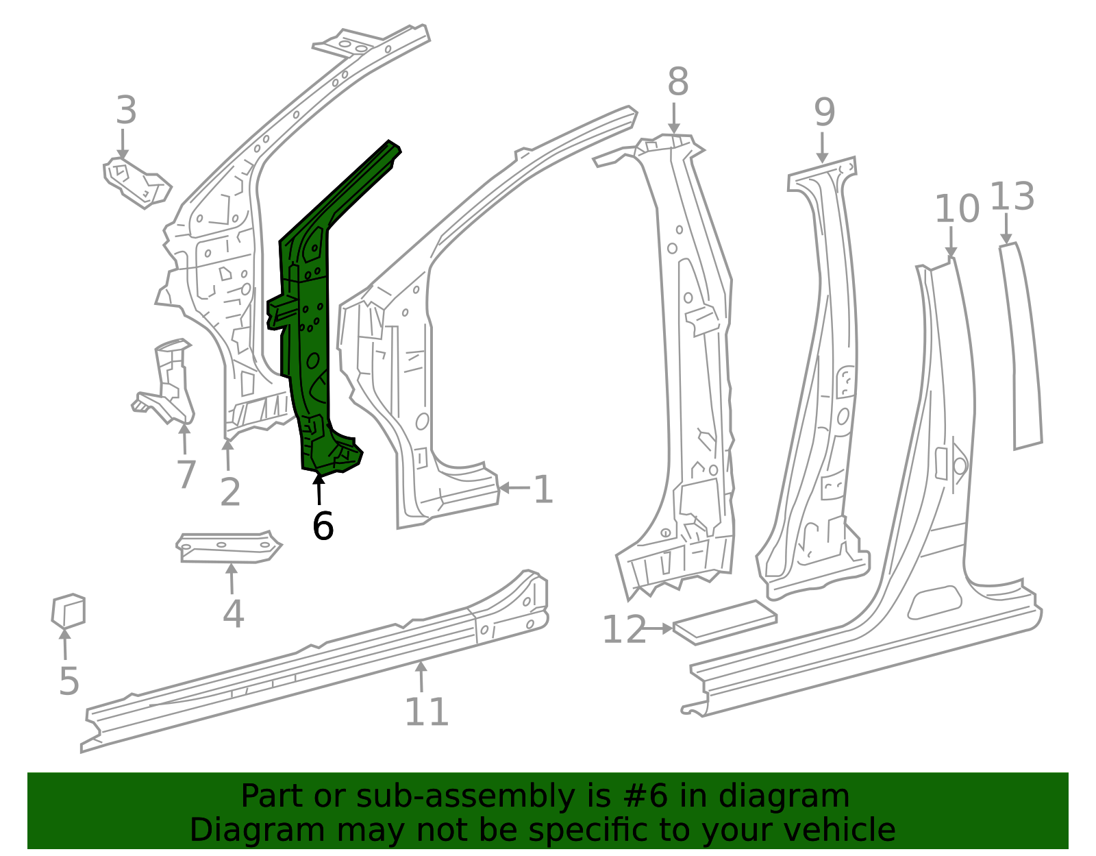 2014-2018 Toyota Yaris Hinge Pillar Reinforced 61108-0D901 | Toyota ...