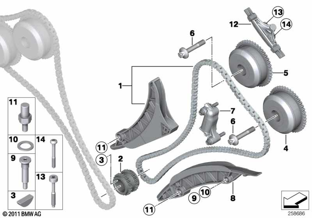 11318658028 - BMW Timing Chain With Tensioner Rail 2011-2025 BMW ...