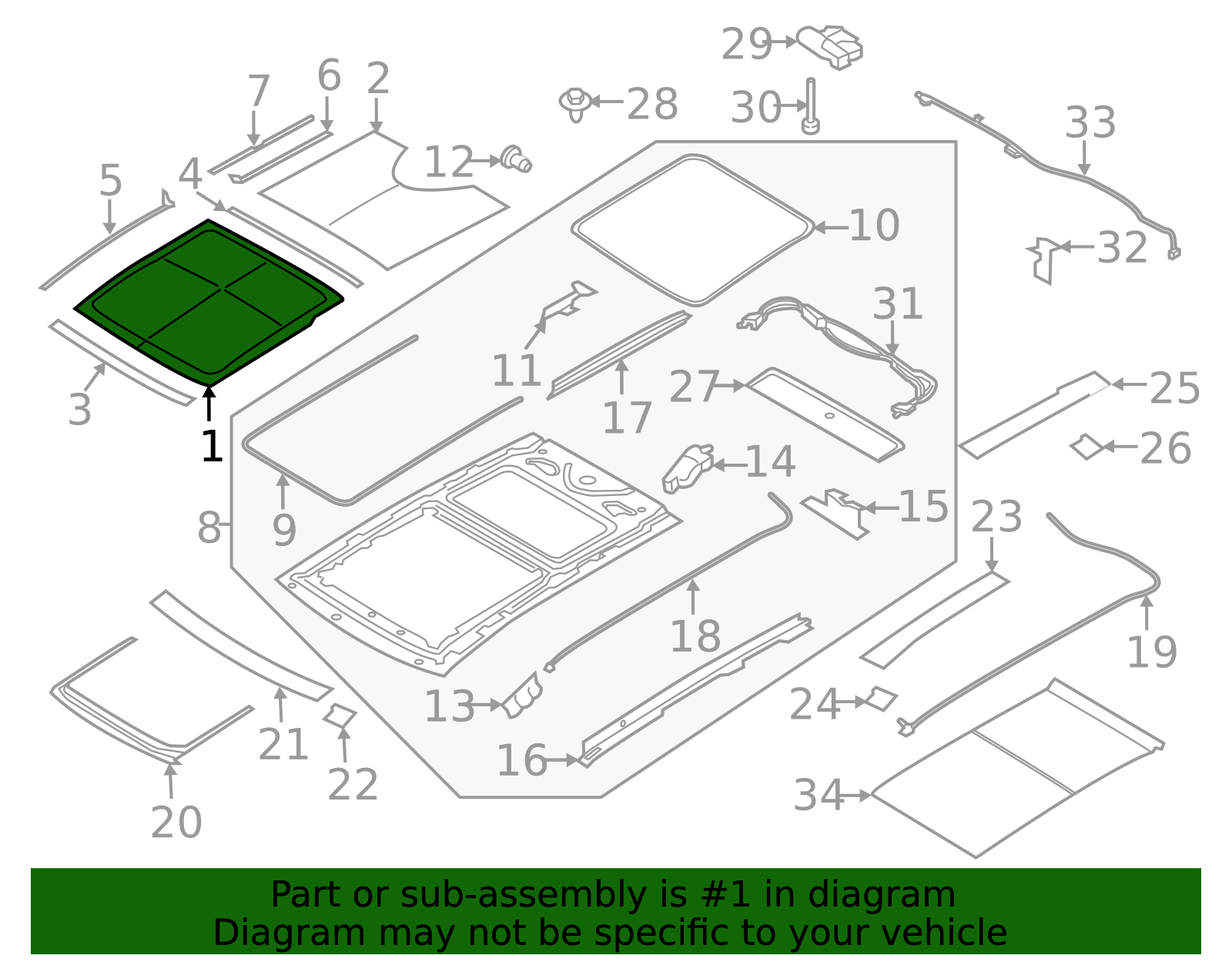 JT4Z-58500A18-A - Sunroof Glass 2015-2024 Ford Edge | Ford Parts Direct