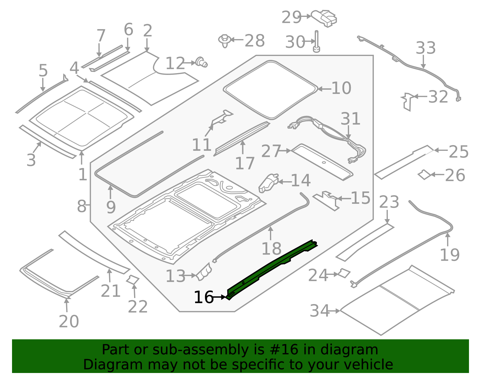 ft4z5851071a - Ford Sunroof Guide Rail Performance Auto Parts