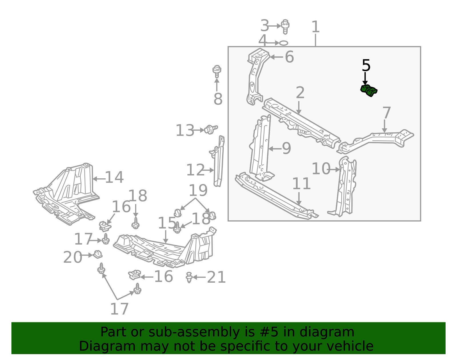 2001-2003 Toyota Prius Upper Tie Bar Reinforced Plate 53274-47010 ...