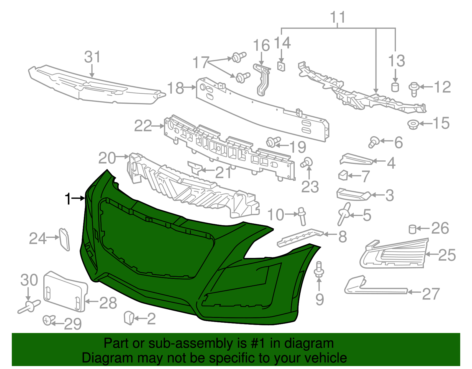 2014-2017 Cadillac CTS Front Upper Bumper Cover 84033409 | TascaParts.com