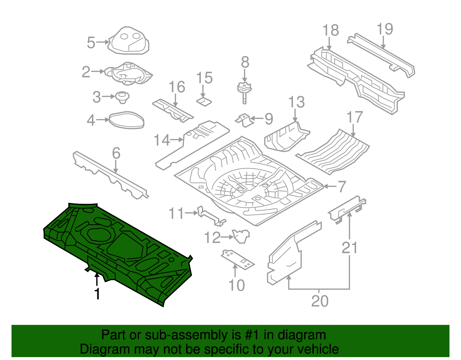 2011-2017 Nissan Juke Center Floor Pan G4512-1KMMA | Nissan Parts OEM